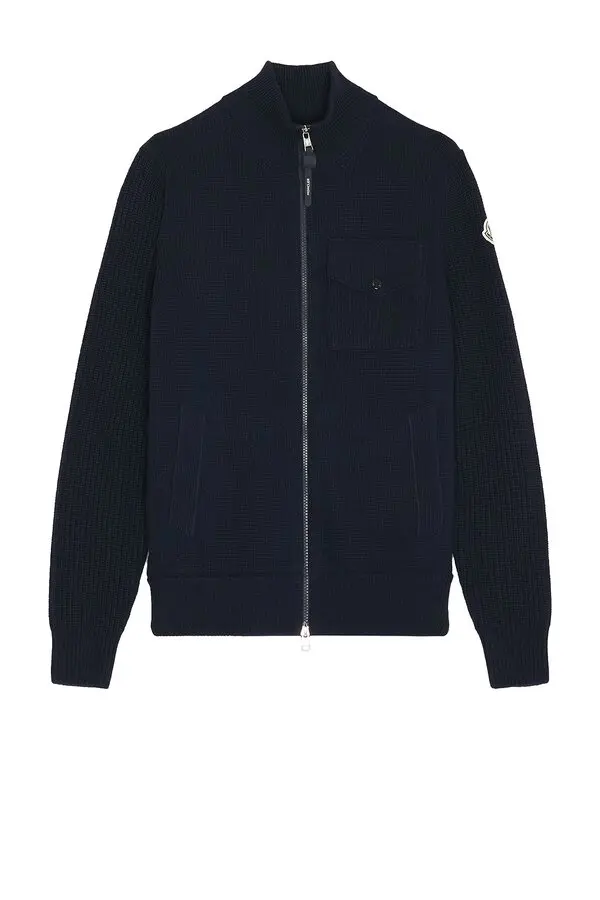 Moncler Zip Up Cardigan - Dark Blue