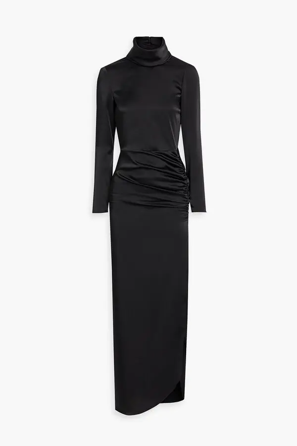 Red Valentino Open-back Ruched Satin Maxi Dress