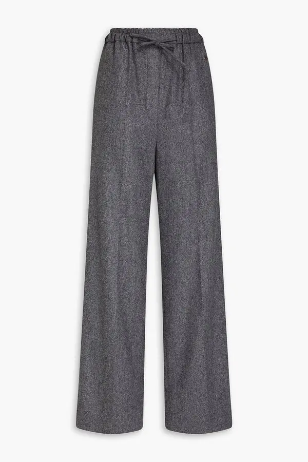 Sandro Mélange Wool-blend Felt Wide-leg Pants