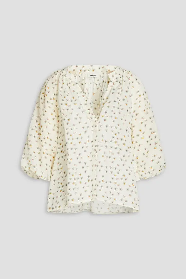 Sandro Gathered Printed Blouse