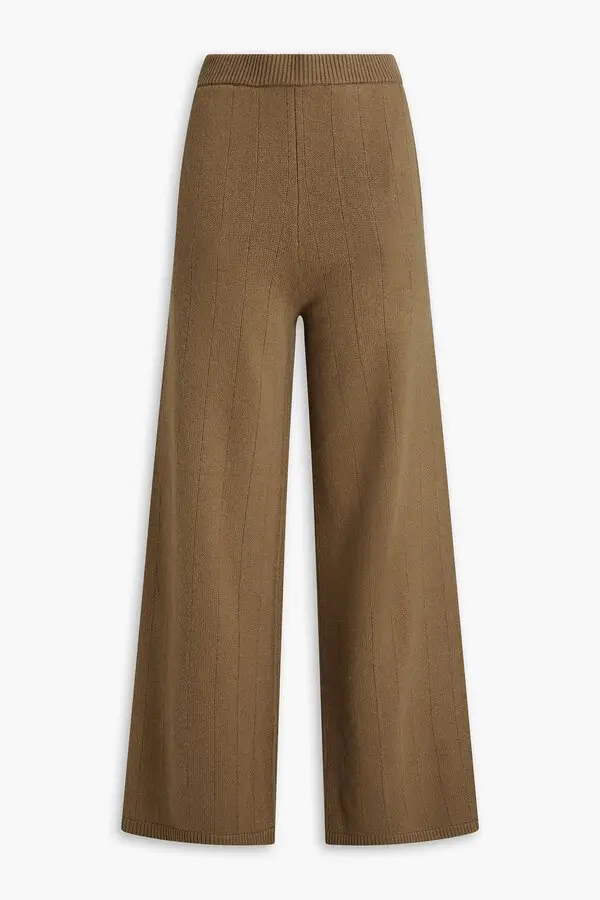 JOSEPH Ribbed Merino Wool-blend Wide-leg Pants
