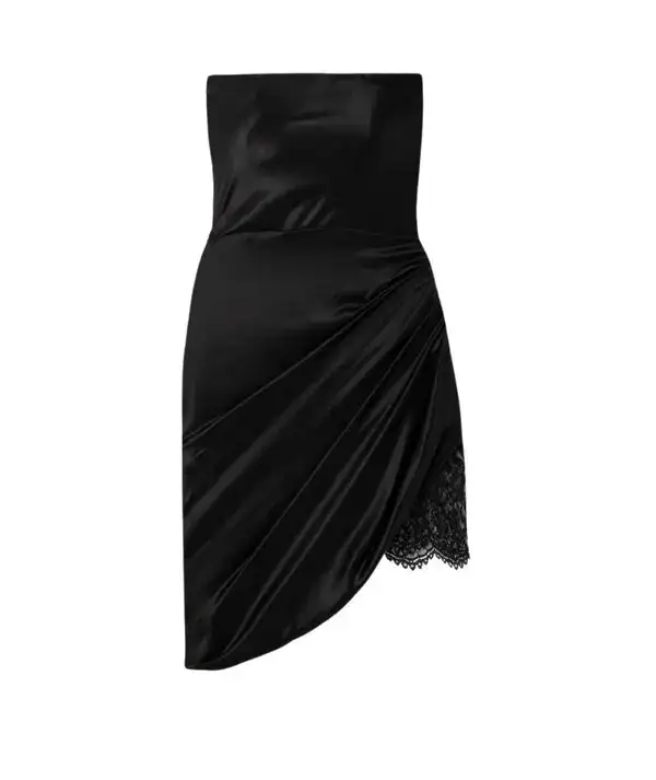 Saint Laurent Strapless Draped Mini Dress - Black | Editorialist