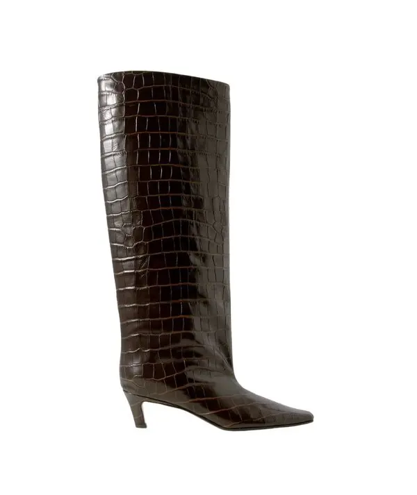 TOTÊME Croc-effect Leather Knee Boots