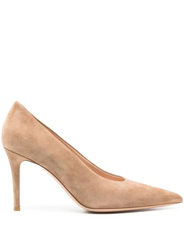 GIANVITO ROSSI 85mm Robbie Suede Pumps - Neutrals