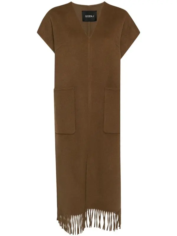 Goen.j Double-faced Fringed Dress - Brown