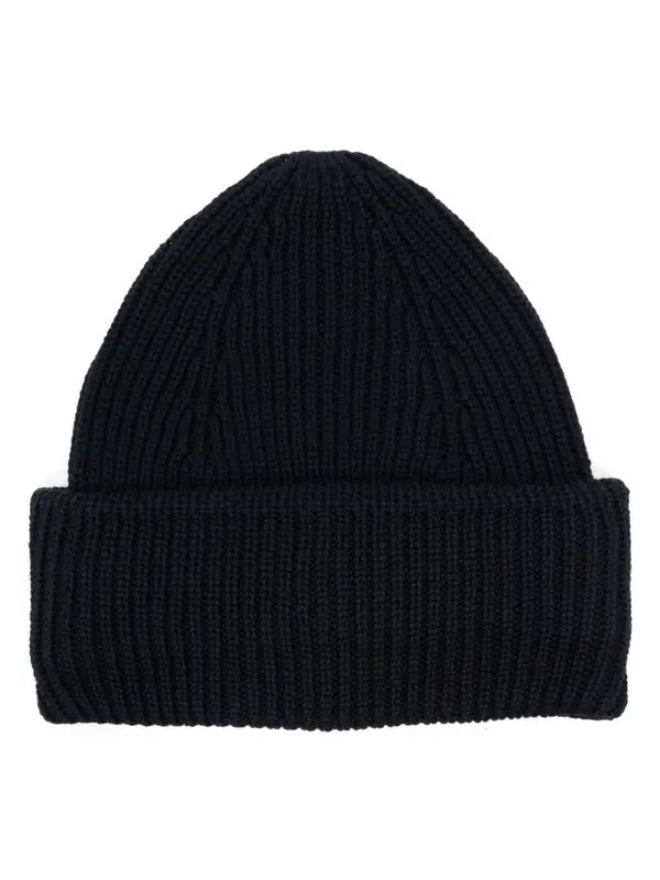 ROBERTO COLLINA Merino Wool Ribbed Beanie - Blue