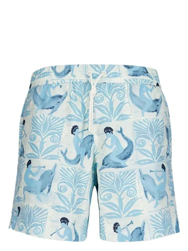 Commas Tiled Dolphin-print Swim Shorts