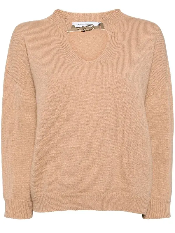 SIMONA CORSELLINI Buckled V-neck Jumper