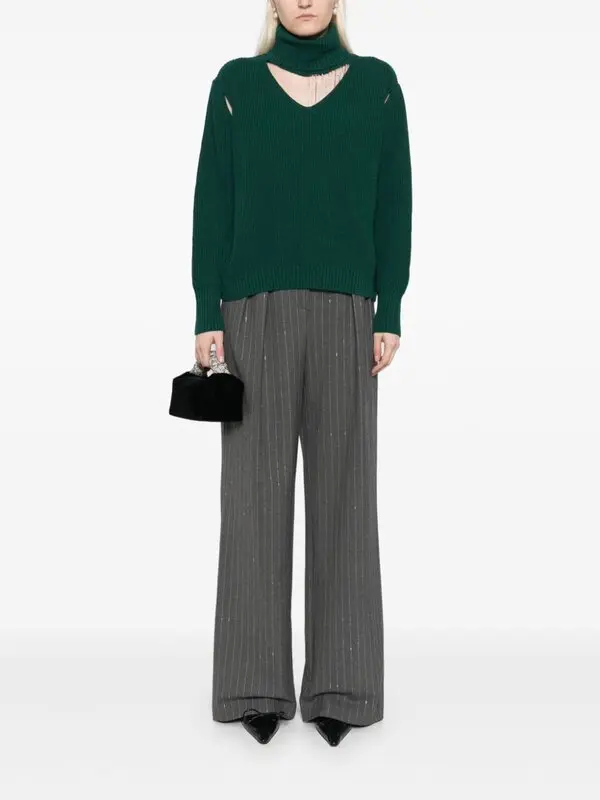 SIMONA CORSELLINI Pinstriped Wide Leg Trousers