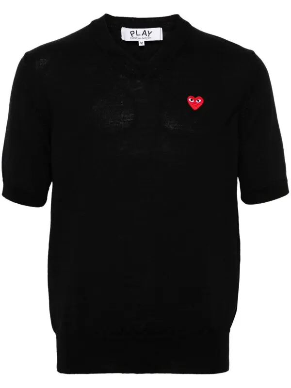 Play Comme Des Garcon Heart-patch Wool Jumper - Black