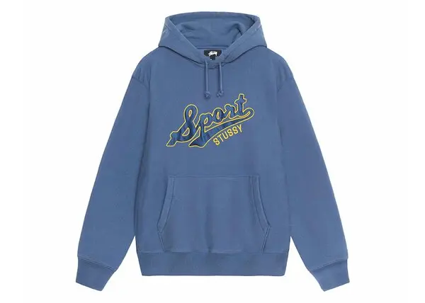 StÜssy Satin Patch Oversized Hoodie - Blue