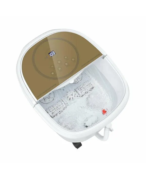 SKONYON Foot Spa Bath Massager With 3-angle Shower And Motorized Rollers-coffee