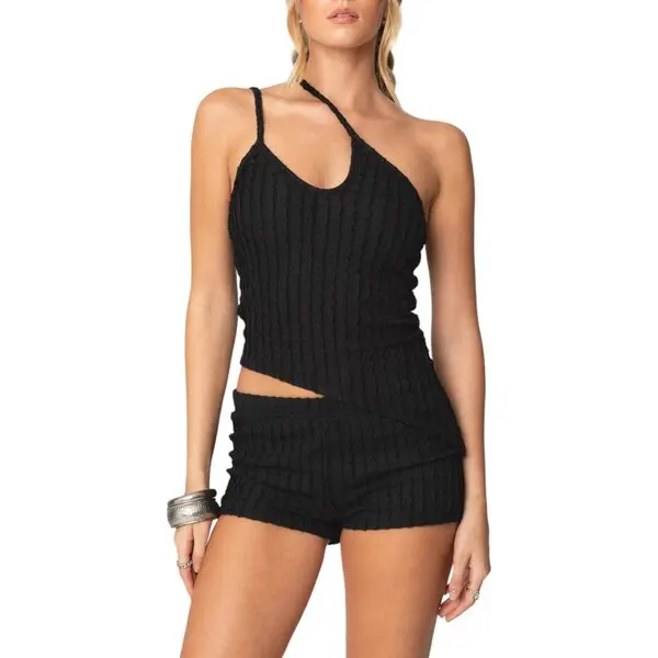 EDIKTED Phoebe Asymmetric Camisole - Black