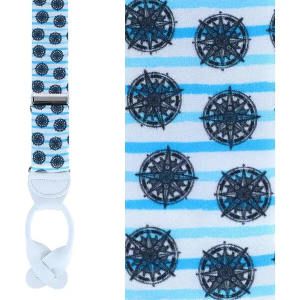 Trafalgar Compass Silk Suspenders - White