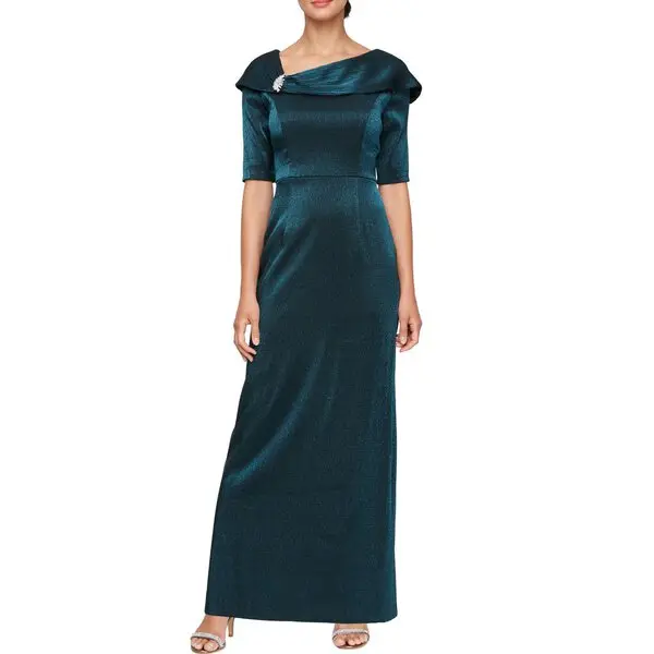 Alex Evenings Foldover Column Gown