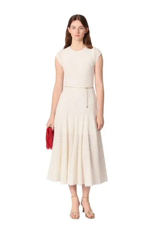 Maje Crochet-knit Maxi Dress - White