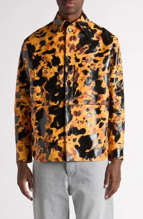 Bottega Veneta Turtle Shell Print Leather Button-up Shirt