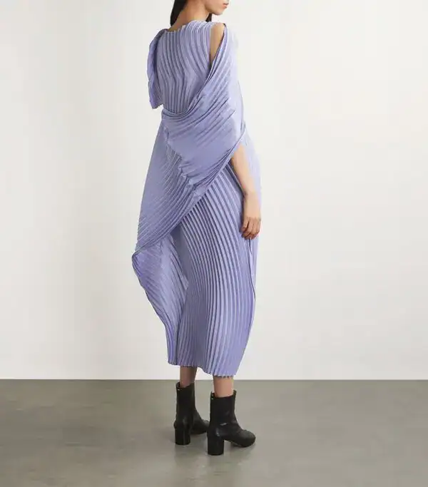 Issey Miyake Wrapped Pleats Maxi Dress - Purple | Editorialist