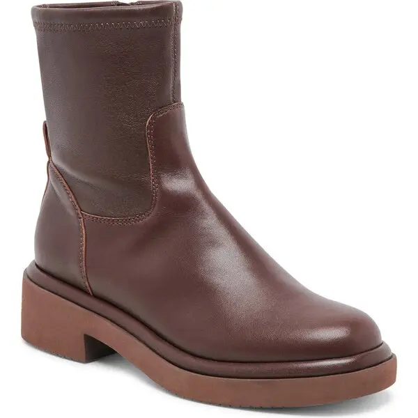 Dolce Vita Simaya Waterproof Platform Bootie - Mahogany Leather H2o