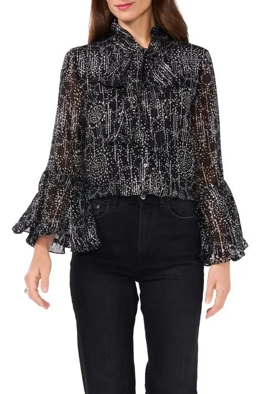 Vince Camuto Geo Print Flare Sleeve Button-up Shirt
