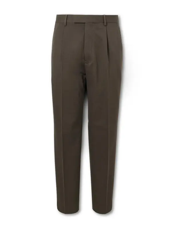 Zegna Straight-leg Pleated Cotton And Wool-blend Twill Trousers
