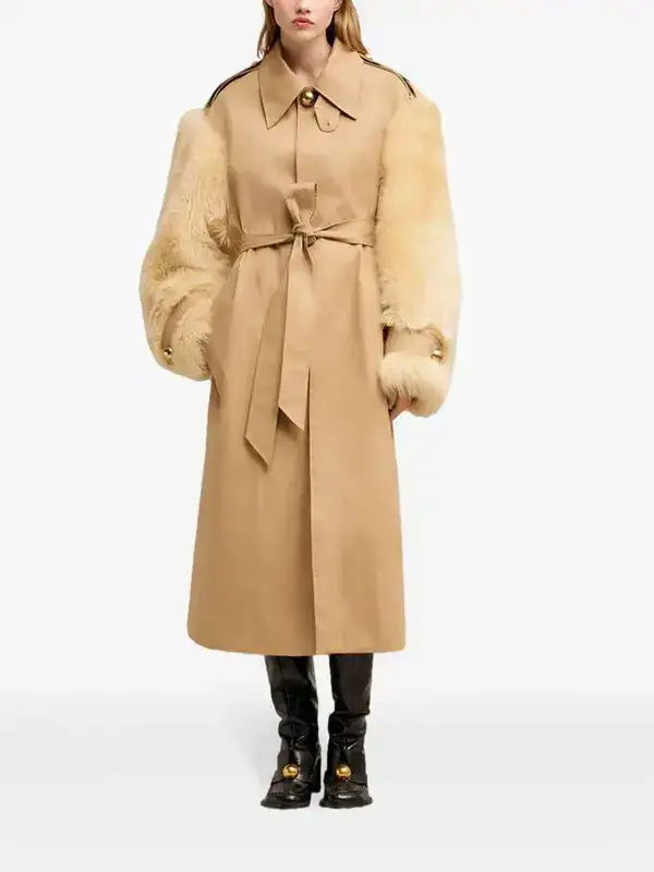 Ami Paris Belted Faux Fur Coat In Neutrals - 49% Off | Editorialist