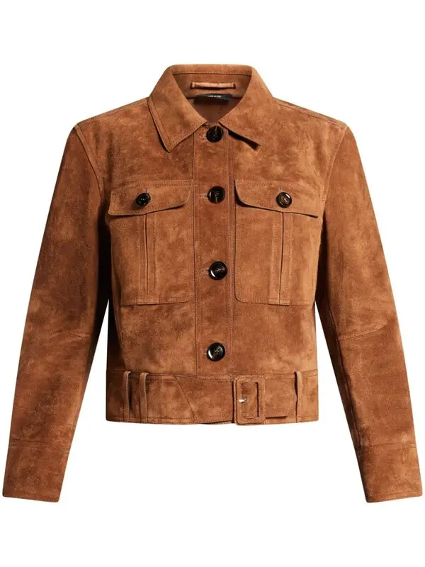 TOM FORD Cropped Suede Jacket - Brown