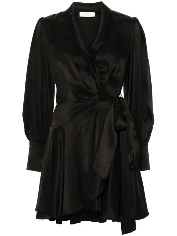 zimmermann silk wrap dress mini Dot Tuck Silk Scarf Mini Shirt Dress