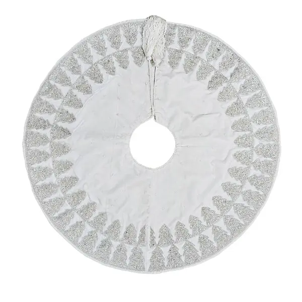 SUDHA PENNATHUR White And Silver Embroidered 30 Tree Skirt