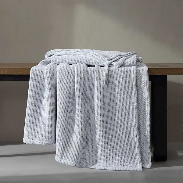 Calvin Klein Cotton Weave Ring Spun Blanket - Dawn Blue