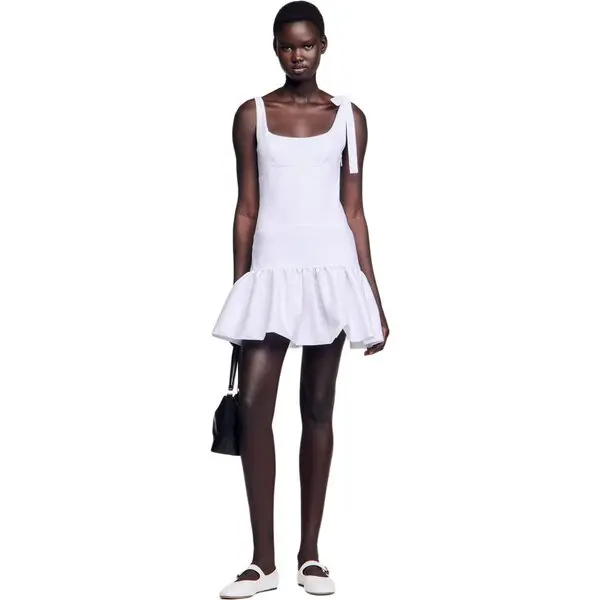 Sandro Dual-material Mini Dress - White