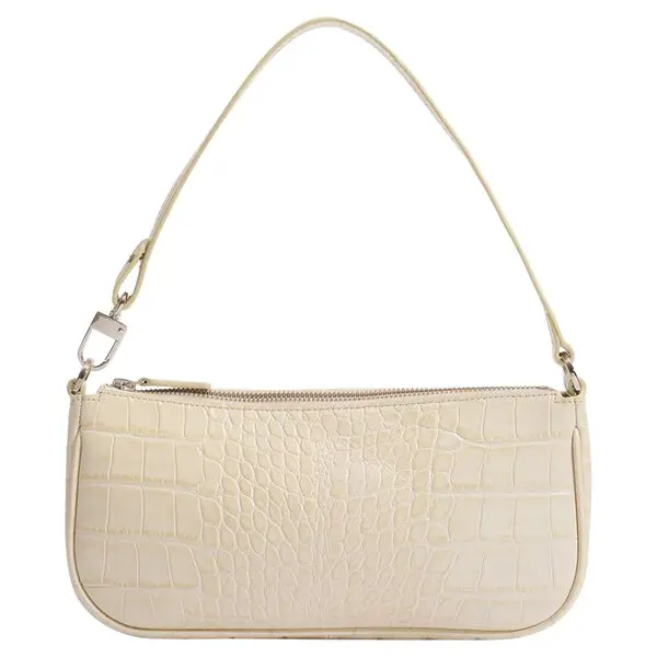 Buy By Far Rachel Hobo Bag Cream Croc Embossed Leather - Beige At 16% ...
