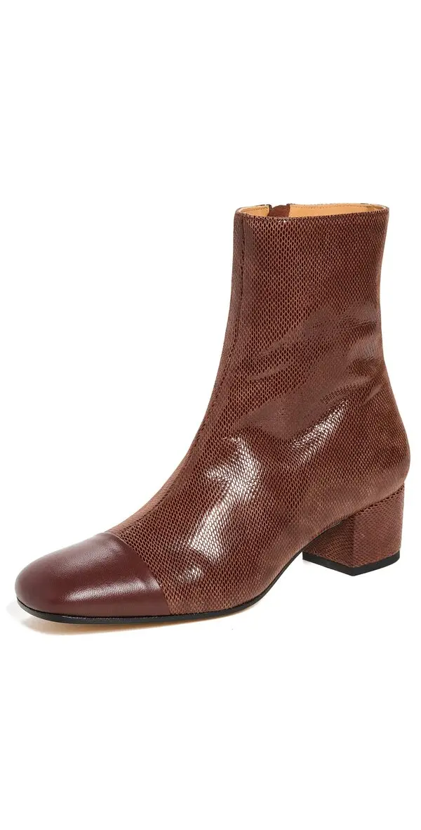 Staud Aimee Snake-embossed Leather Boots - Mahogany