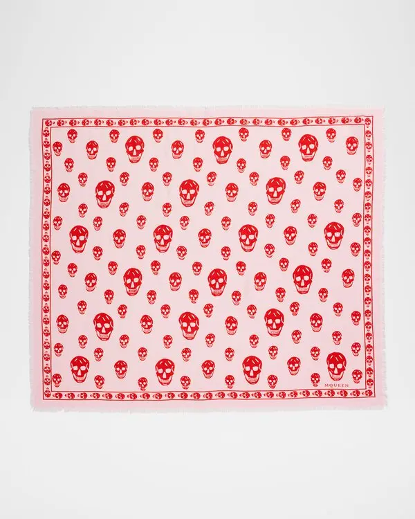 Alexander McQueen Classic Skull Wool Scarf - 6974 Rose Red