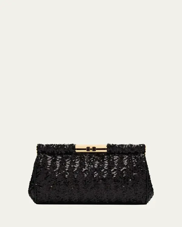 Dolce & Gabbana Marlene Medium Sequined Clutch Bag - Nero