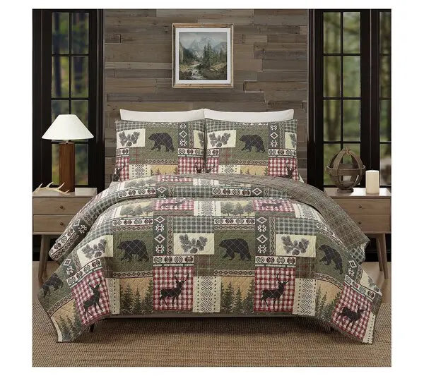 MODERN HEIRLOOM Dorset 3pc Full/queen Cotton Qu Ilt Set