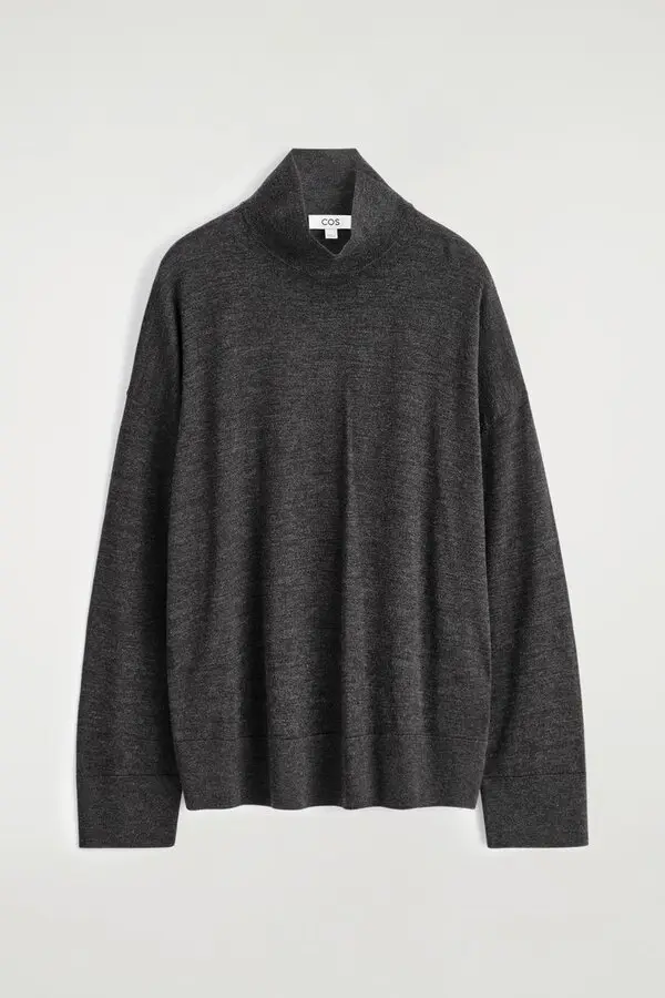 Cos Merino Wool Turtleneck Sweater - Dark Grey