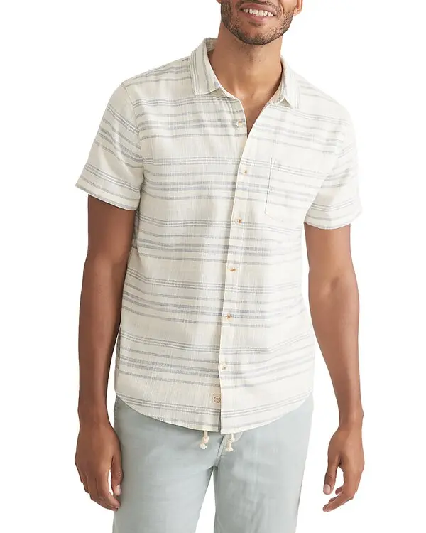 Marine Layer Classic Stretch Printed Selvage Shirt - Cool Stripe
