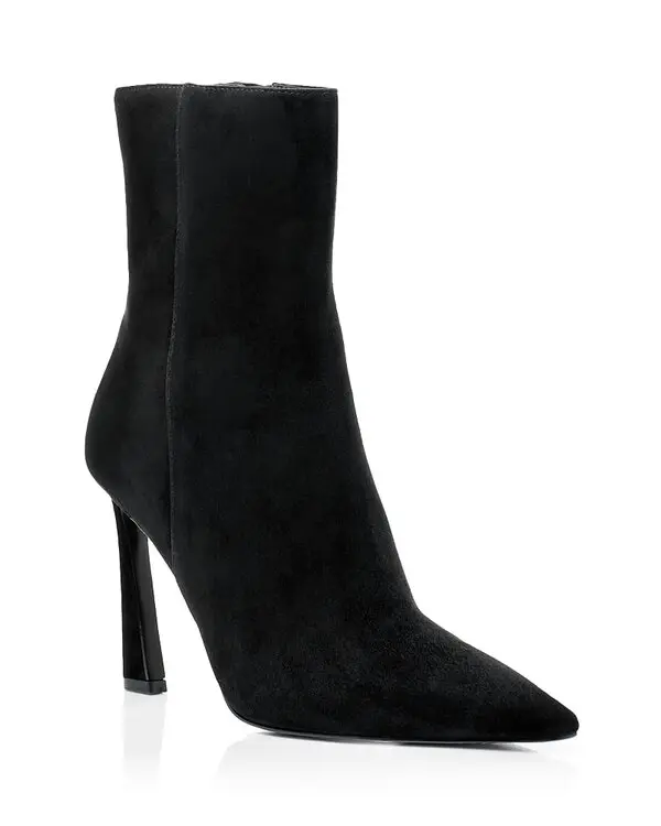 Aqua Leona Pointed Toe High Heel Ankle Boots - Black