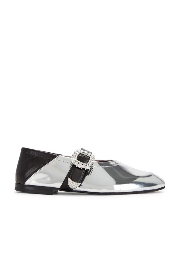 WALES BONNER Buckle Ballerina Flat - Silver