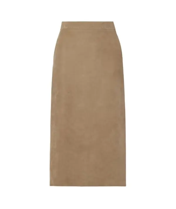 Max Mara Calcio Suede Midi Skirt - Brown