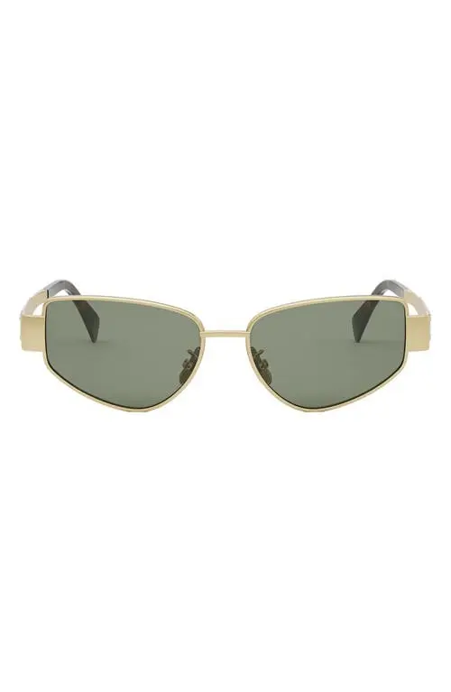Celine Triomphe 55mm Cat Eye Sunglasses - Shiny Endura Gold / Green