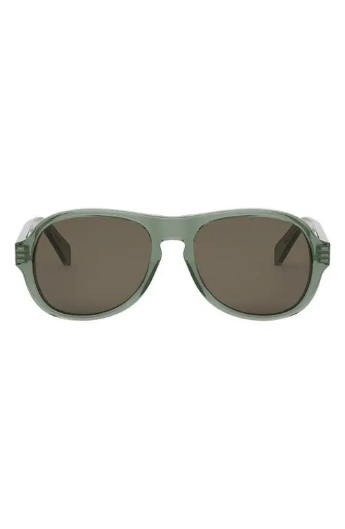 Celine Bold 3 Dots 56mm Pilot Sunglasses - Shiny Light Green / Brown