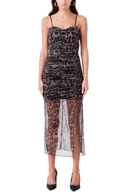 Endless Rose Ruched Mesh Midi Dress