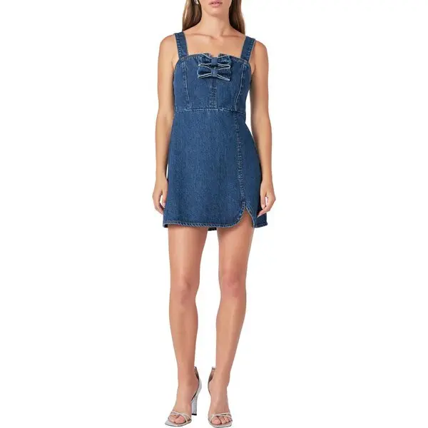 Endless Rose Rhinestone Bow Denim Minidress