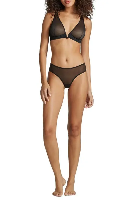 Commando Mesh Plunge Underwire Bra - Black