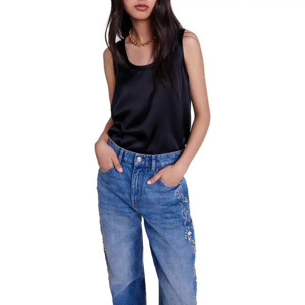 Maje Silk Tank Top - Black
