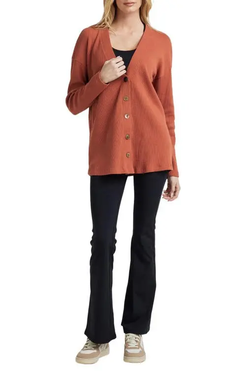 LOSANO Organic Cotton Relaxed Cardigan - Baked Clay
