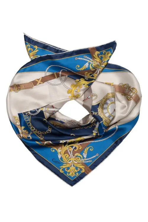 ELIZABETTA Moment In Timehand Rolled Silk Foulard For - Blue