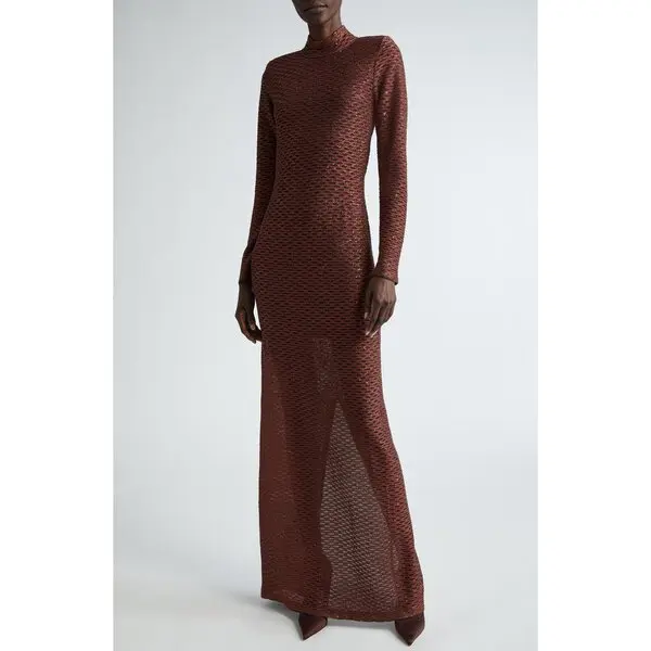 St. John Sequin Fishnet Gown